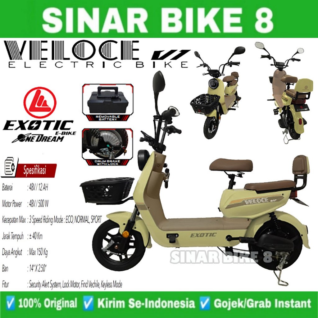 Jual Sepeda Listrik EXOTIC GROZA TX150 // Veloce V1 BY PACIFIC Electric ...