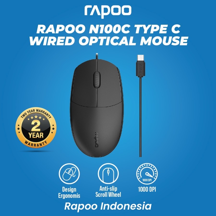 Jual Mouse RAPOO N100C Wired USB Type C | Shopee Indonesia