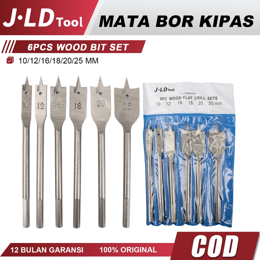 Jual JLD 6PCS Mata Bor Kipas Pelubang Kayu Power Spade Drill Bit Set ...