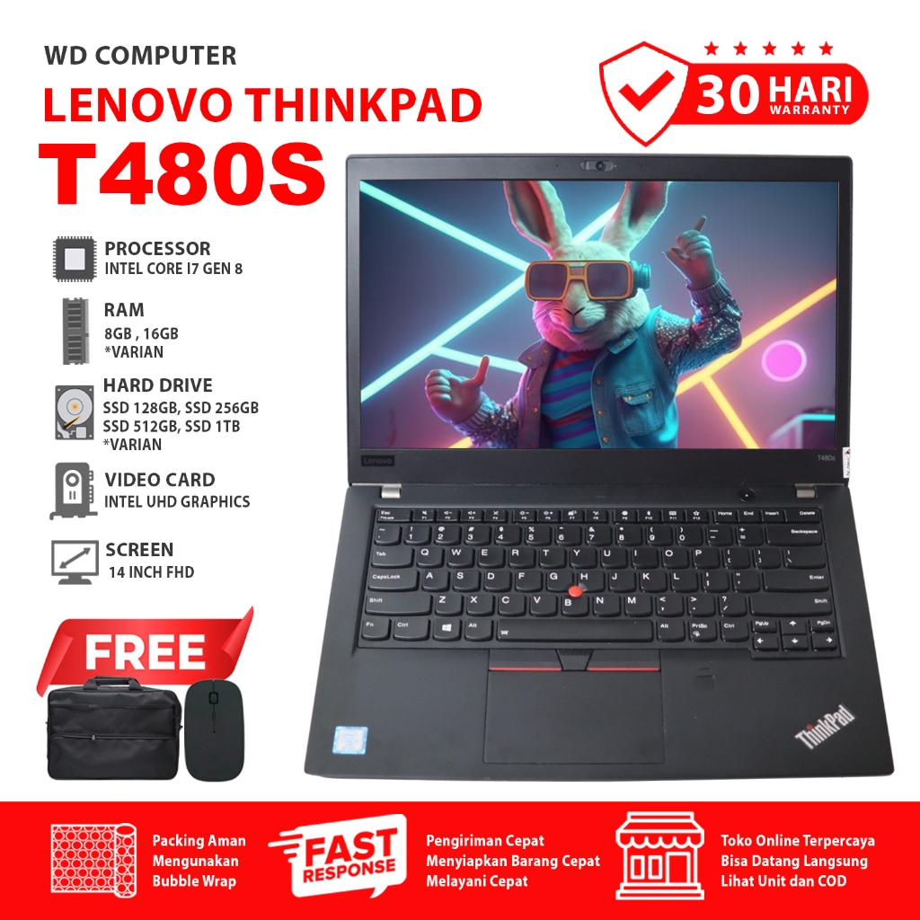Jual Laptop Lenovo Thinkpad T480S Intel Core I7 Gen 8 RAM 8GB SSD 256GB ...