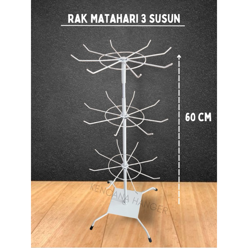 Jual Rak Display Putar Matahari 3 susun gantungan aksesoris display RAK ...