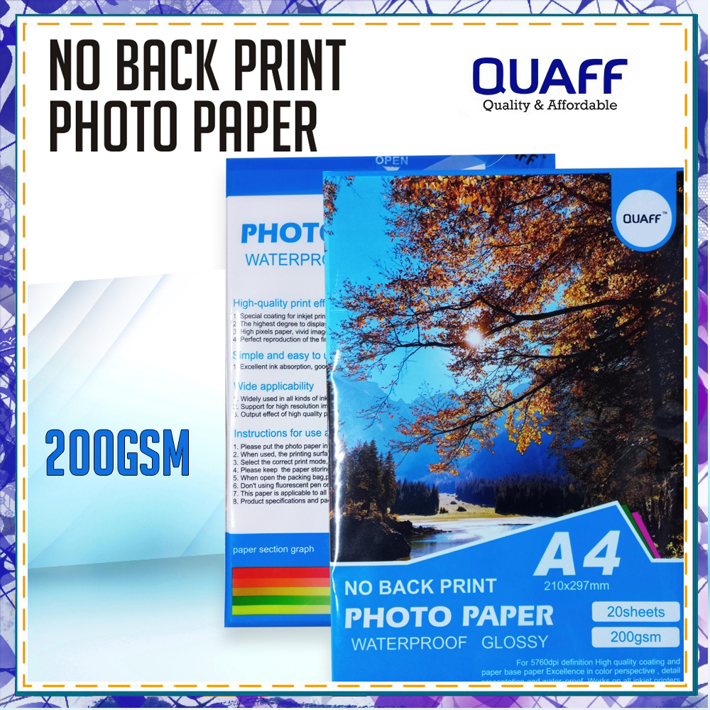 Jual QUAFF No Back Print Kertas Foto Glossy A4 Ukuran 200gsm No Back ...