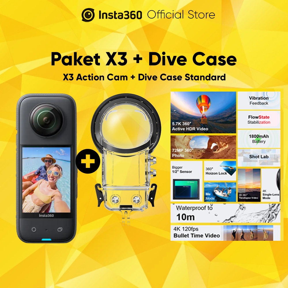 Jual Insta360 X3 Paket Bundling 360 Action Camera + Battery/ Motorcycle ...