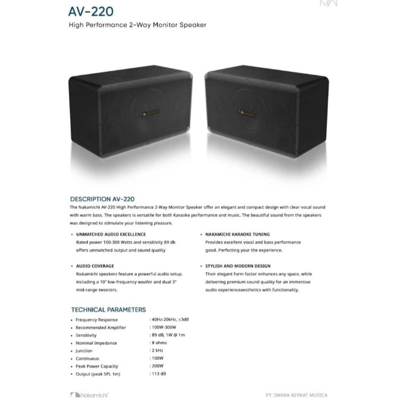 Jual Nakamichi Av 220 speaker monitor speaker karoeke Nakamichi AV 220 original | Shopee Indonesia
