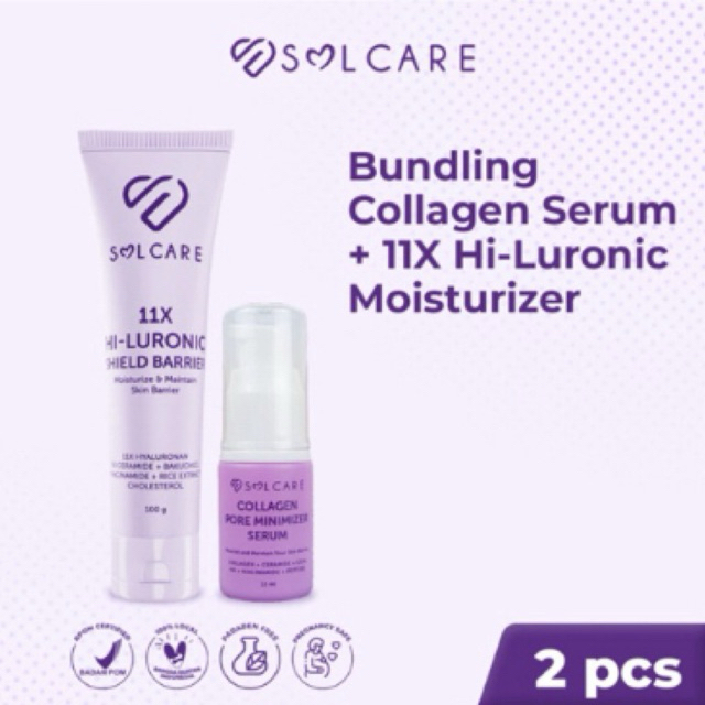 Jual Solcare Paket Collagen Serum + Moisturizer 11x Hi Luronic 2pcs ...
