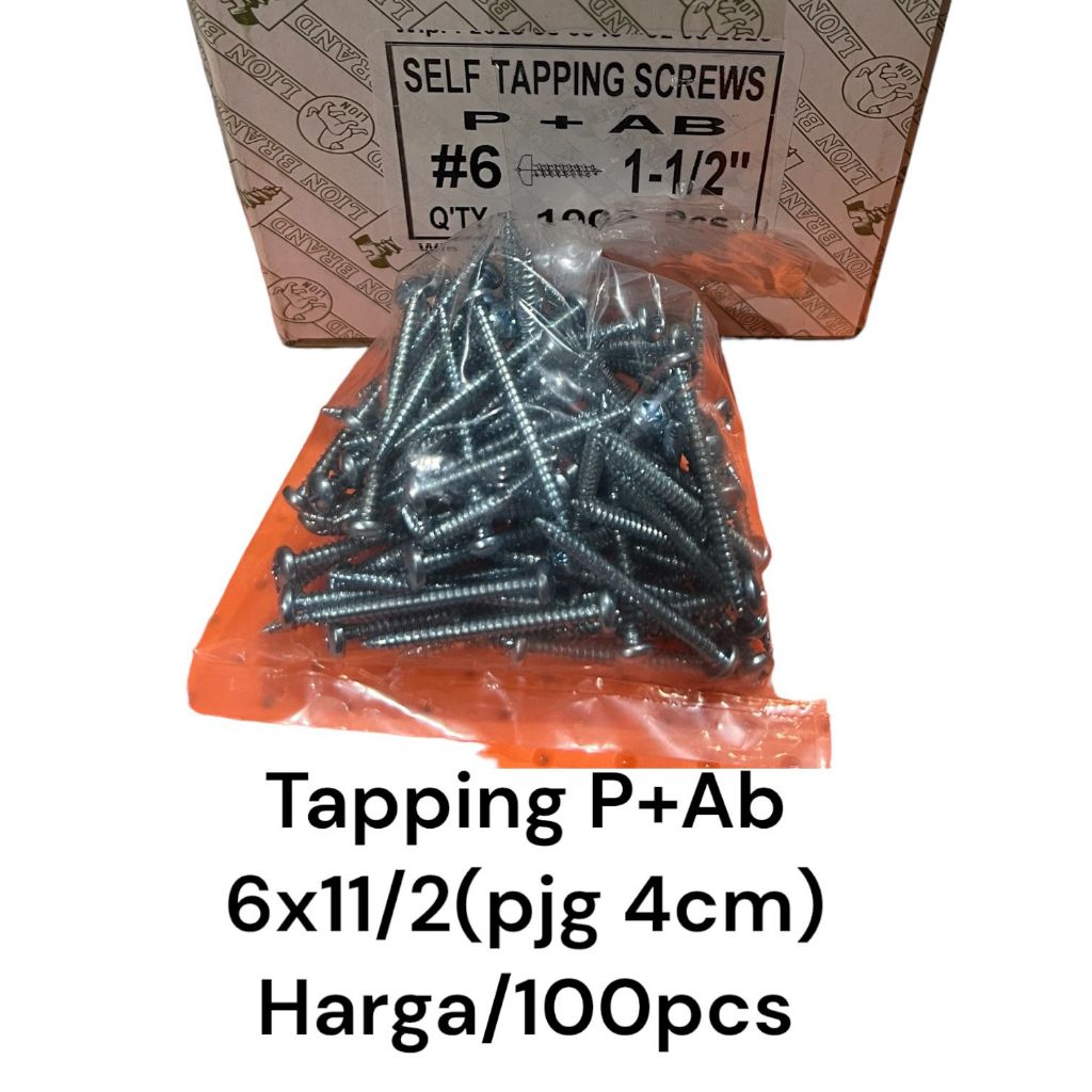 Jual SC99 P+AB 6 x 11/2" ( panjang 4cm ) sekrup tapping Kepala bulat ...