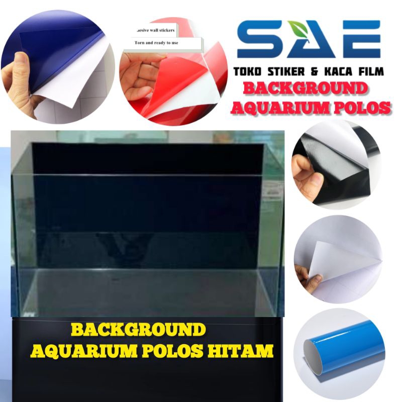 Jual Wallpaper Sticker Aquarium Biru Hitam Putih Polos Buram Skotlet ...