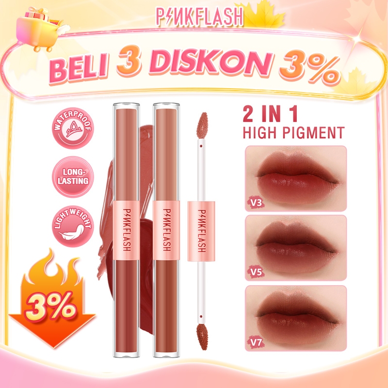 Jual PINKFLASH 2 IN 1 Lipstick Dual-ended Liquid Matte Lipstick Velvet Tint Lightweight High ...