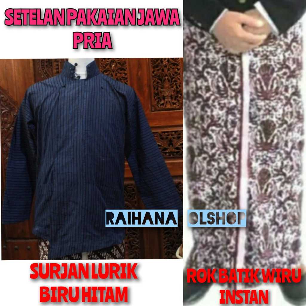 Jual SEPAKET BAJU ADAT JAWA PRIA | SURJAN LURIK BIRU HITAM + ROK BATIK WIRU INSTAN | PAKAIAN ...