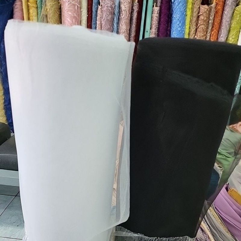 Jual kain tile bridal polos organza khusus hitam dan putih. memberi ...