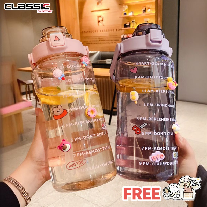 Jual Botol minum sekolah/Botol air minum 2000ml/cangkir plastik sedotan ...
