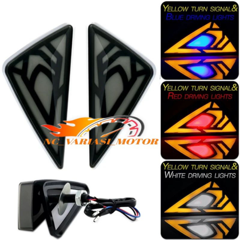 Jual Sein Tempel Led lampu sen tempel segitiga Tebal 2 mode buat Gsx/R15 V2/Cbr150r/Ninja250 ...
