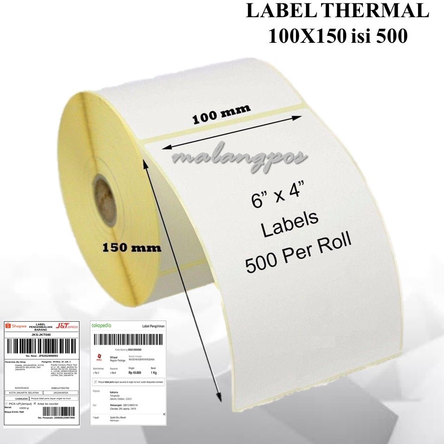 Jual Label Thermal 1x15 Kertas Sticker Label Stiker Resi Shopee Olshop ...