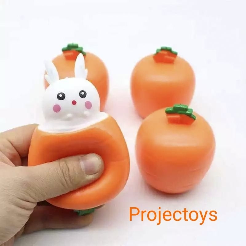 Jual Mainan Rabbit Squishy Wortel Pencet Muncul Kelinci | Shopee Indonesia