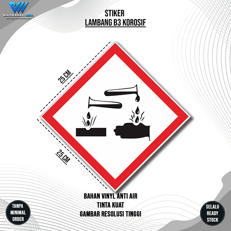 Jual Stiker label Simbol limbah B3 K3 Hazmat Korosif Bahan Vinyl Anti ...