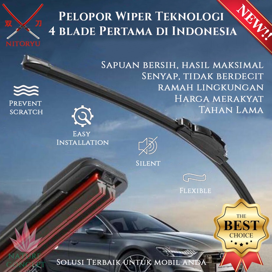 Jual HARGA SPESIAL Wiper Dual Blade Triple Blade Quad Blade NITORYU ...