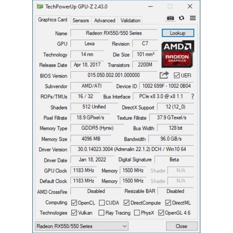 Jual VGA AMD Radeon RX550 4GB GDDR5 128Bit | Shopee Indonesia
