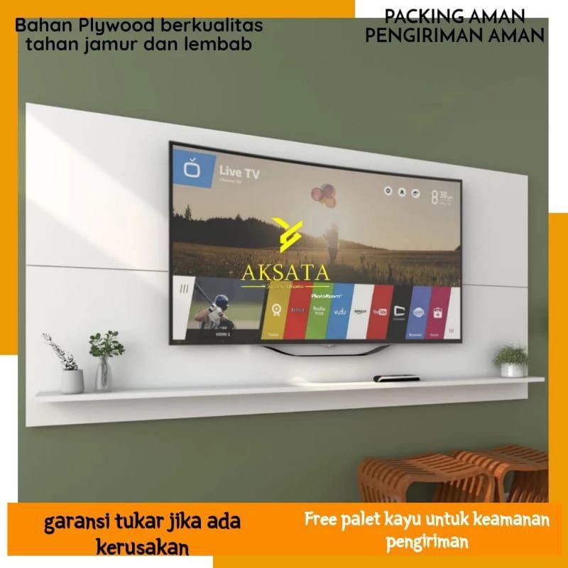Jual Backdrop TV Minimalis Meja Tv Gantung Tempel Dinding | Shopee ...