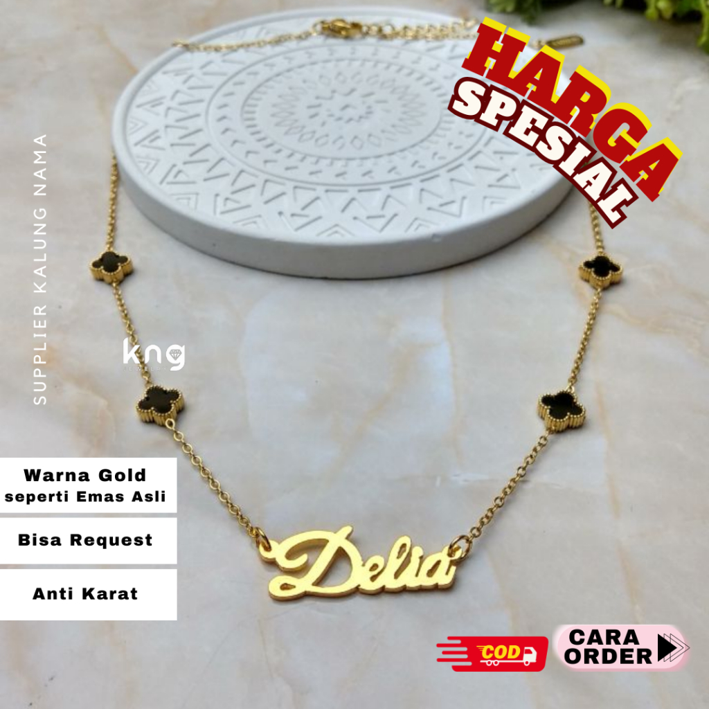 Jual Kalung Nama Bunga Clover Van Cleef Titanium Anti Karat seperti ...
