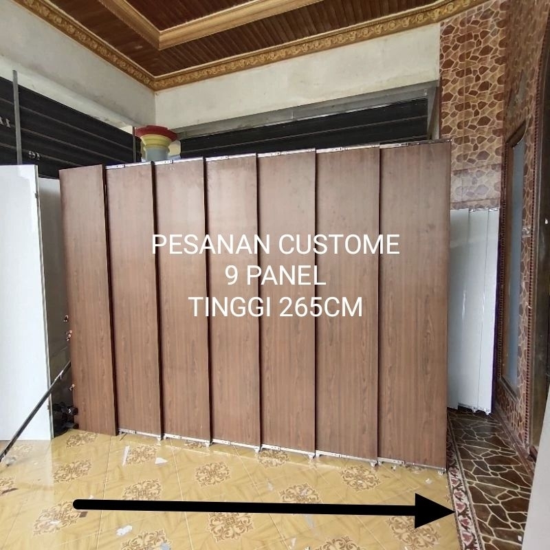 Jual pembatas ruangan geser tipe gs45 9 panel T265cm | Shopee Indonesia