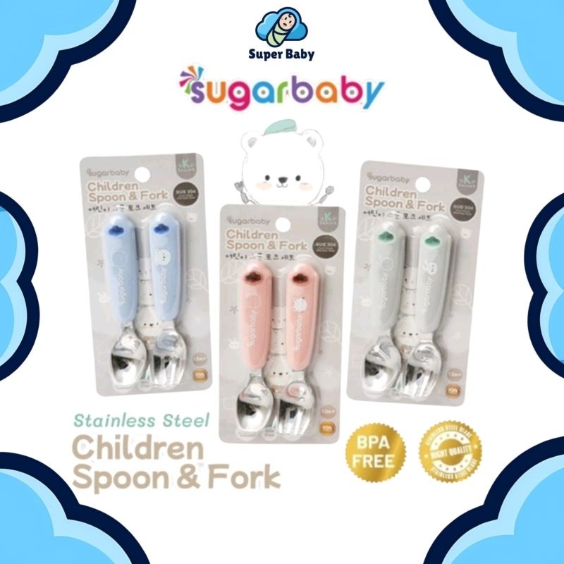 Jual SENDOK GARPU BAYI SUGAR BABY STAINLESS STEEL SPOON & FORK K SERIES ...