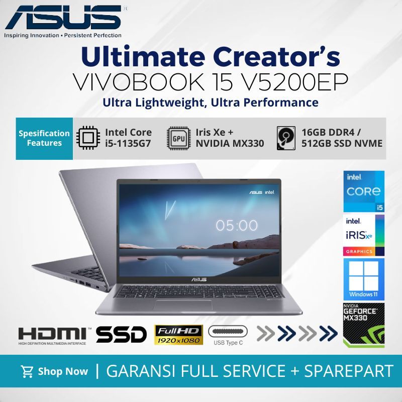 Jual ASUS VIVOBOOK V5200E INTEL CORE I5-1135G7 16GB RAM 512GB RAM ...