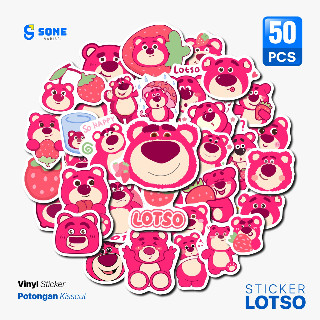 Jual Sticker Sheet Cutting Lotso Pink Toy Story Kartun Film Paper Vinyl ...
