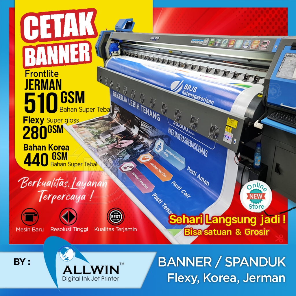 Jual Cetak Banner / Cetak Spanduk Bahan Print Flexy Standart / Korea 440 gsm / Jerman 510 gsm ...