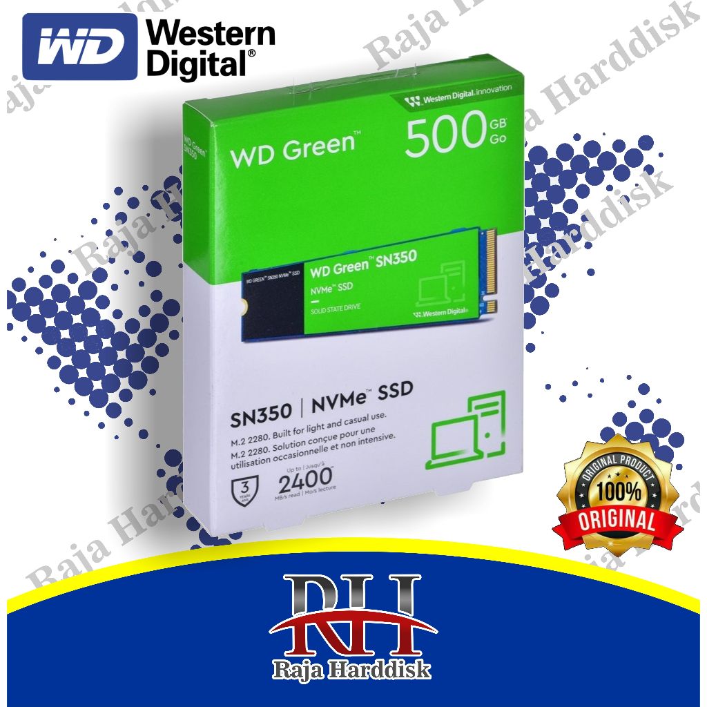 Jual WD Green SSD SN350 M.2 Pcie Gen3 Nvme 2280 500GB - WDC M2 500 GB ...