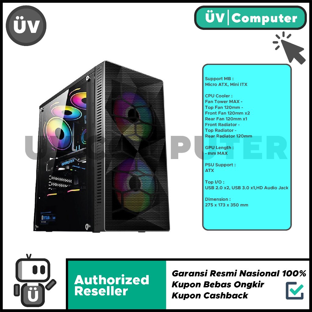 Jual Casing PC Komputer 3PowerUp Raptor Raptor Powermax 710 +PSU M-ATX ...