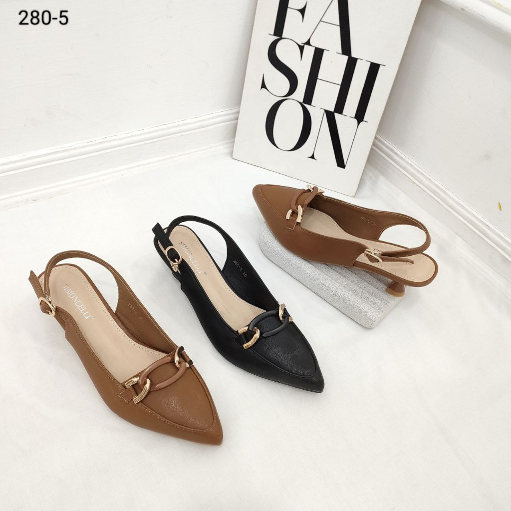 Jual Simoncelli Sepatu Heels Tali Belakang 3 Cm Wanita Mutiara Import ...