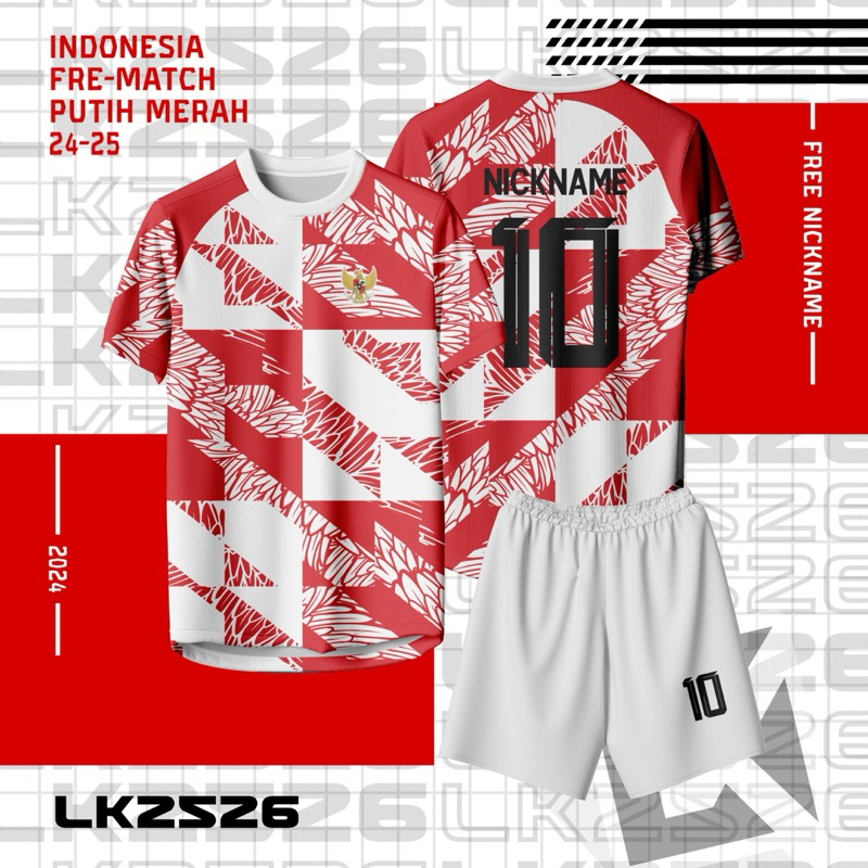 Jual Jersey Bola Timnas Garuda Merah Putih Pre-Match Putih Merah 2024 ...