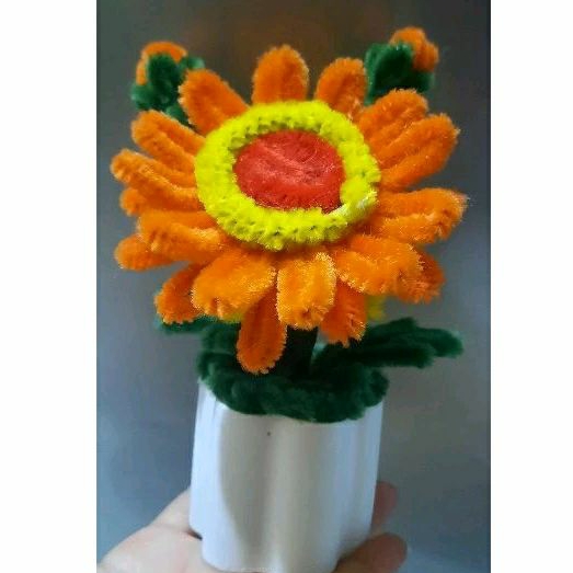 Jual bunga matahari oren pot mini dari kawat bulu | Shopee Indonesia
