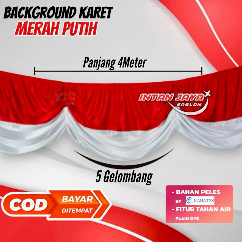 Jual BENDERA BACKGROUND KARET MERAH PUTIH POLOS 5 GELOMBANG (4METER) / UMBUL UMBUL GELOMBANG ...
