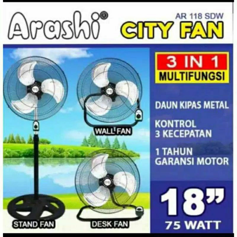 Jual Kipas arashi 3 in 1 Ready Non garansi Kipas Angin Arashi City Fan ...
