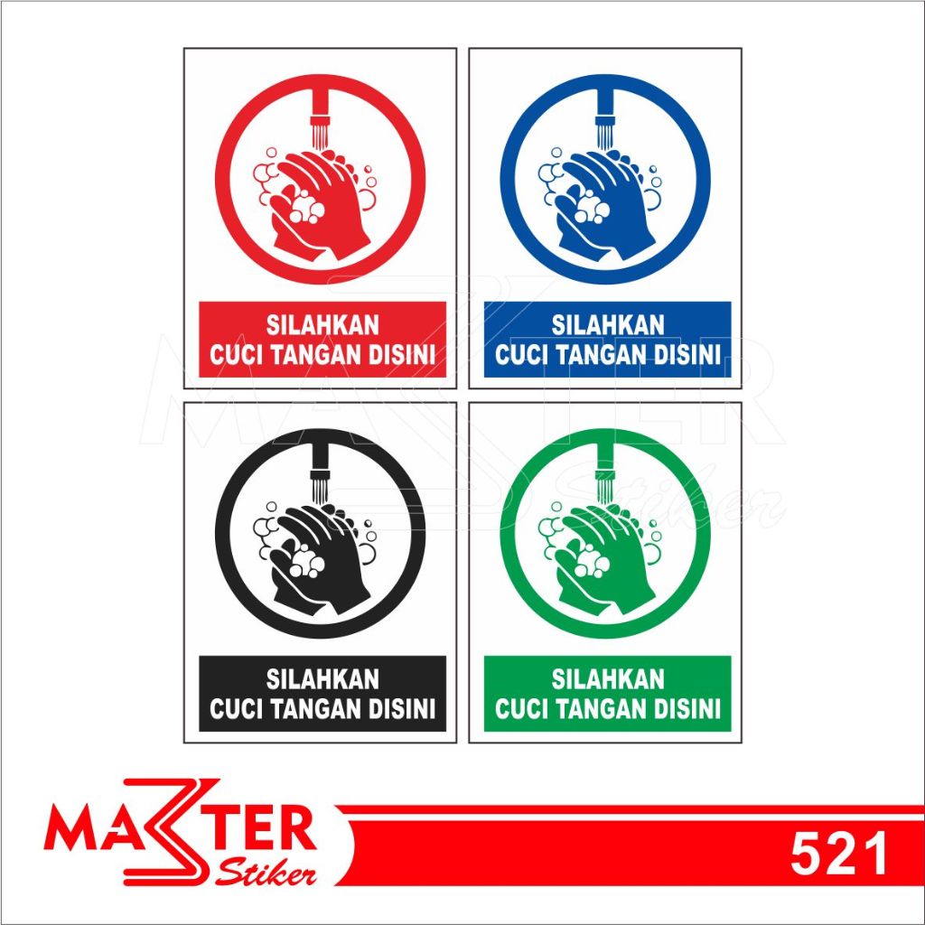 Jual 521 - Stiker Silahkan Cuci Tangan di Sini, Sticker Vinyl, Premium ...