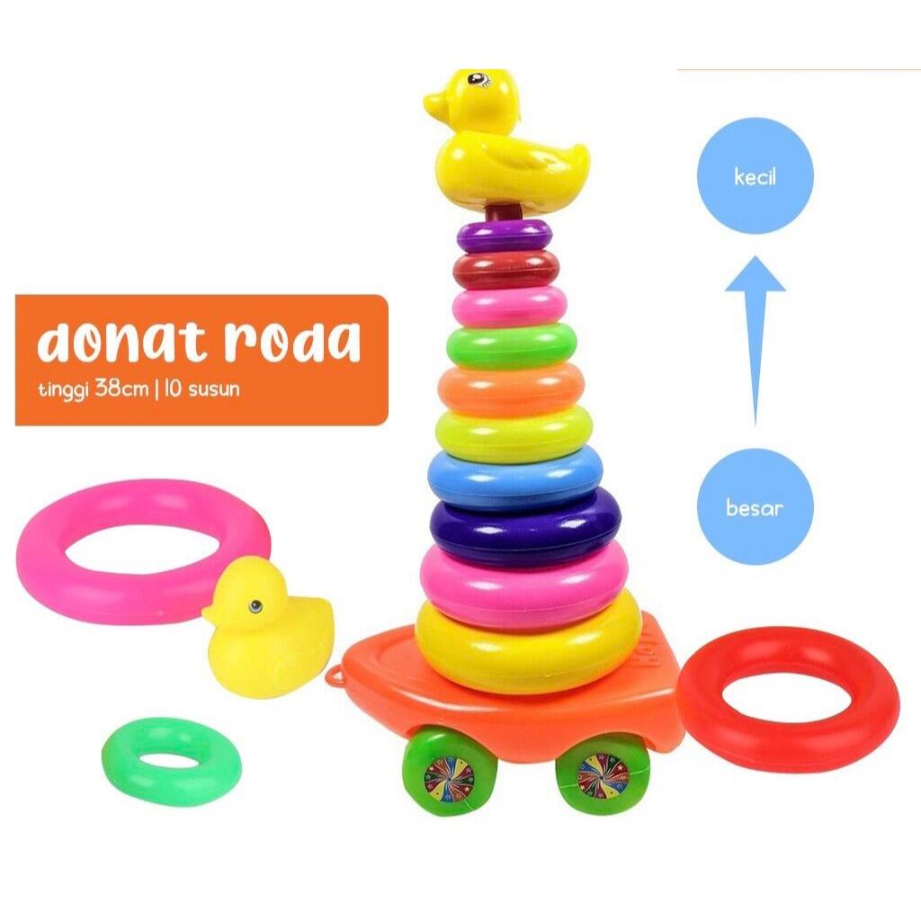 Jual Mainan Anak Ring Donat Susun Roda Jumbo Dan Bebek kuning | Shopee ...