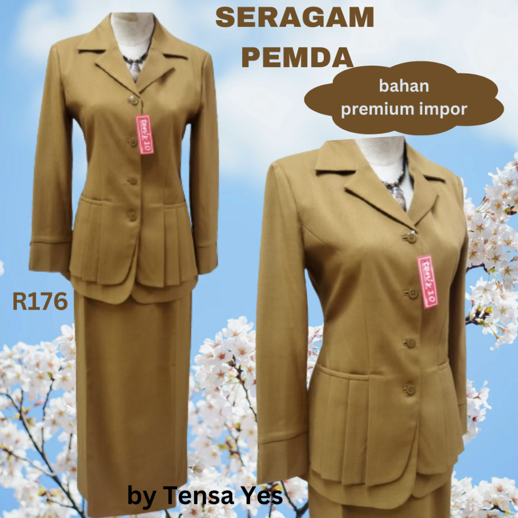 Jual R176 Seragam blazer jas kheky pemda stelan rok pjg bahan import by Tensa Yes Tens10 ...