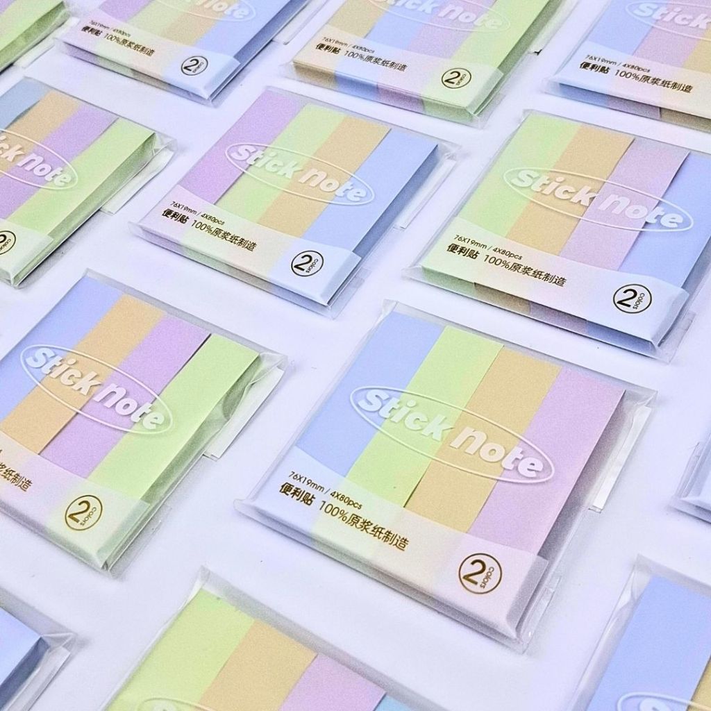 Jual 4 warna Sticky Note macaron pastel 76 x 19 mm | Shopee Indonesia