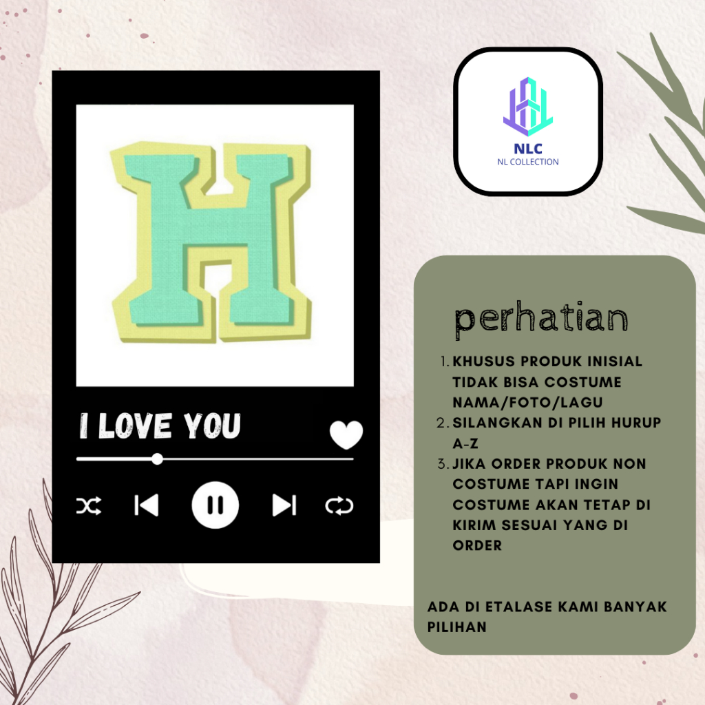 Jual GANTUNGAN KUNCI INISIAL / GANCI SPOTIFY / KEYCHAIN CUSTOM HURUF a-z | Shopee Indonesia