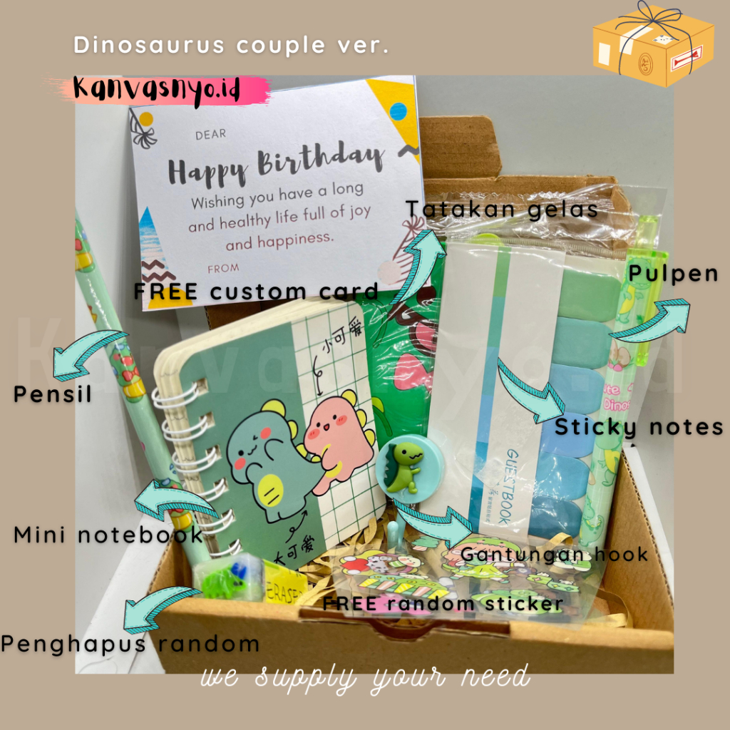Jual Hampers Stationary Mini | Journal, Notebook, Alat Tulis 7 in 1 ...