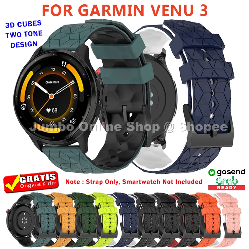 Jual STRAP TALI JAM GARMIN VENU 3 VENU3 MODEL 3D CUBES TWO TONE RUBBER ...