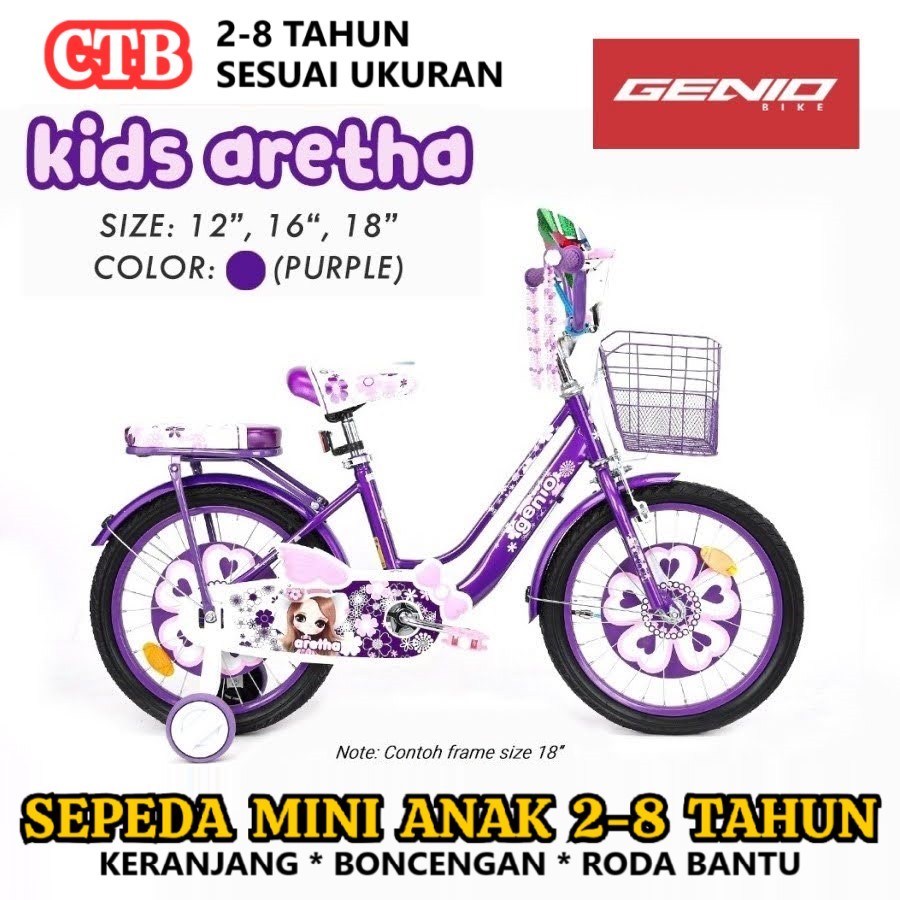 Jual Sepeda Mini Anak Perempuan 2-8 Tahun Genio Aretha CTB 12 16 18 ...