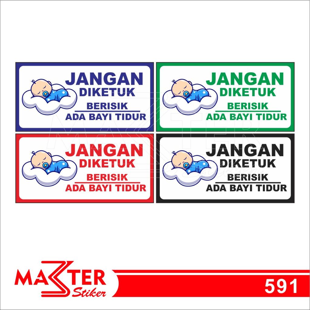 Jual 591 - Stiker Jangan Diketuk Ada Bayi Tidur, Sticker Vinyl, Premium ...