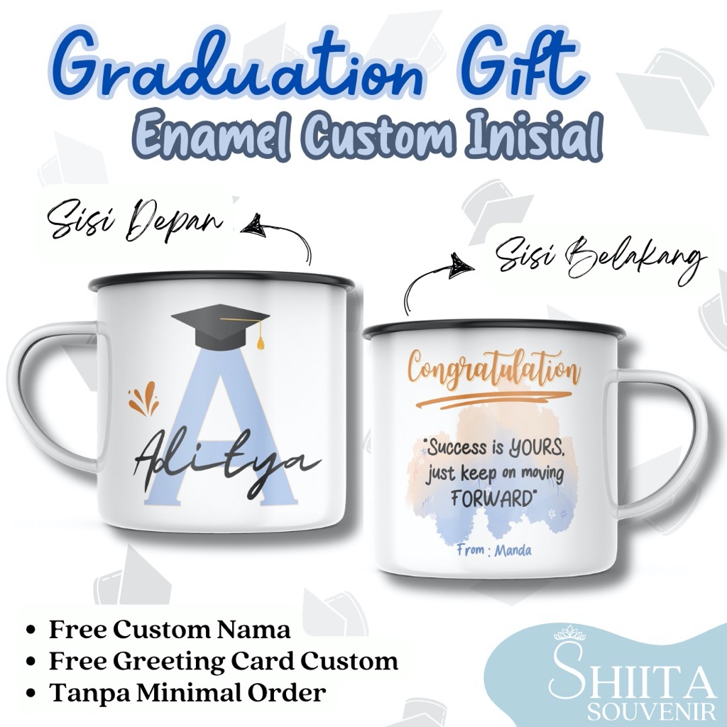 Jual Mug Wisuda Enamel Custom Inisial Nama Hadiah Graduation Unik ...