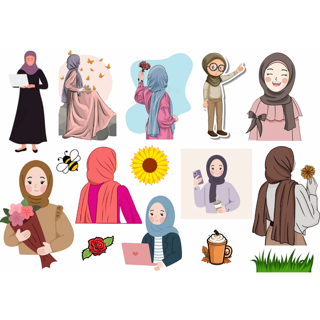 Jual Stiker Hijab Girl / Stiker Scrapbook / Stiker Journaling / Stiker ...