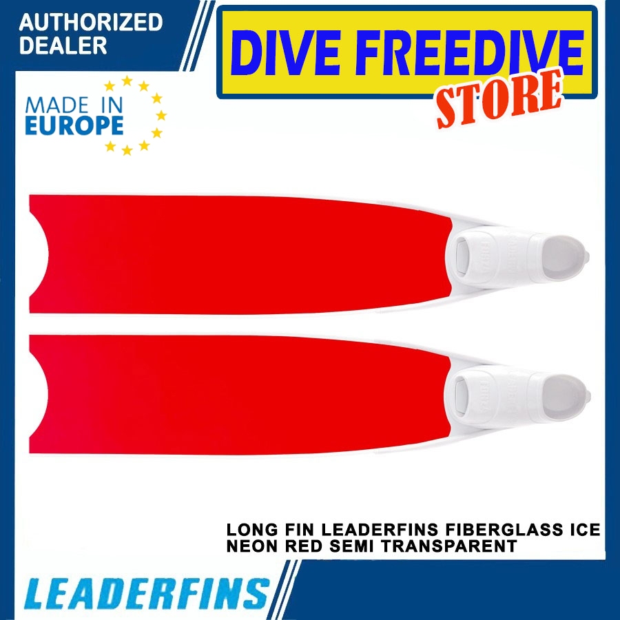 Jual Long Fin Leaderfins Fiberglass Neon Red Ice Semi Transparent Fins ...