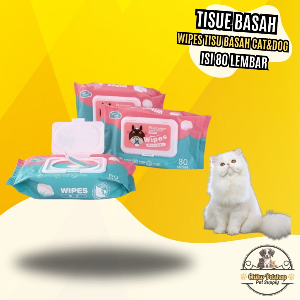 Jual Wipes Tisu Basah Kucing Anjing Baby Wipes Wet Tissue Basah Isi 80 ...