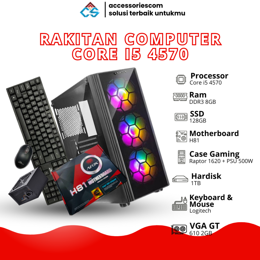 Jual PC Rakitan Office Kantor Intel Core I5 4570, Ram 8Gb, Ssd 128 Gb ...