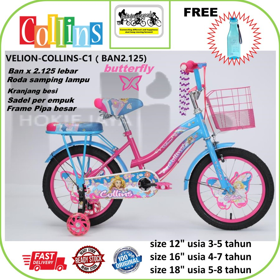 Jual Sepeda Anak mini 12" 16" 18" COLLINS butterfly Girly dengan ...